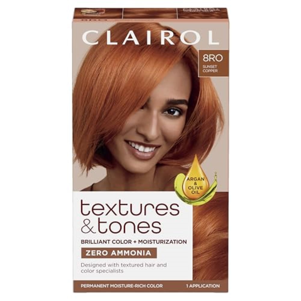 Clairol Textures & Tones Permanent Hair Dye, 8RO Sunset Copper Hair Co ...