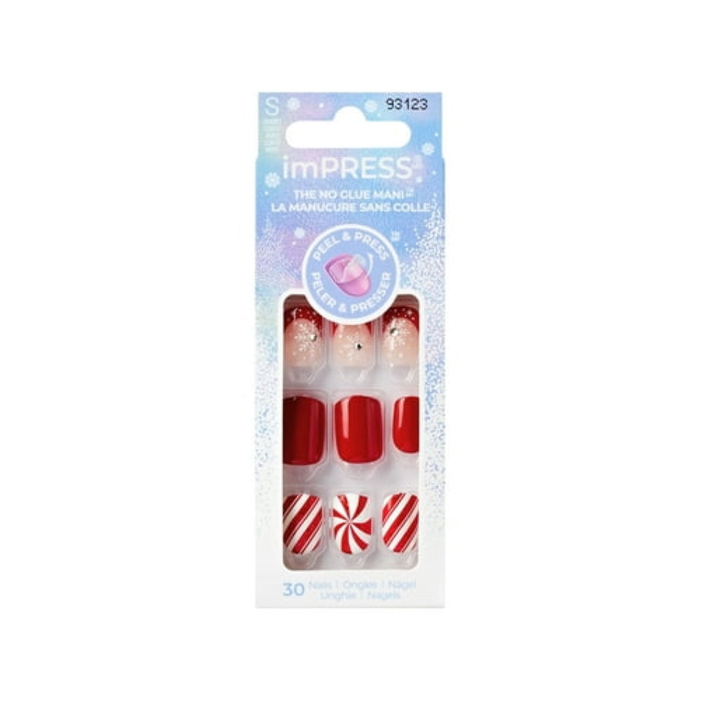 KISS imPRESS Holiday Press on Nails, Design, Winter Warmth, Red, Short ...