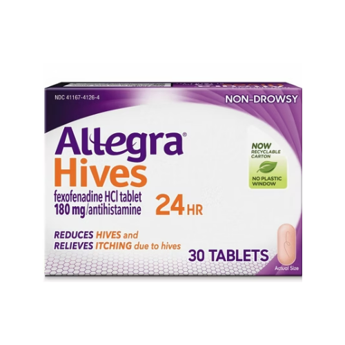 Allegra Hives Non-Drowsy Antihistamine Tablets, 30-Count, 24HR Hives R ...